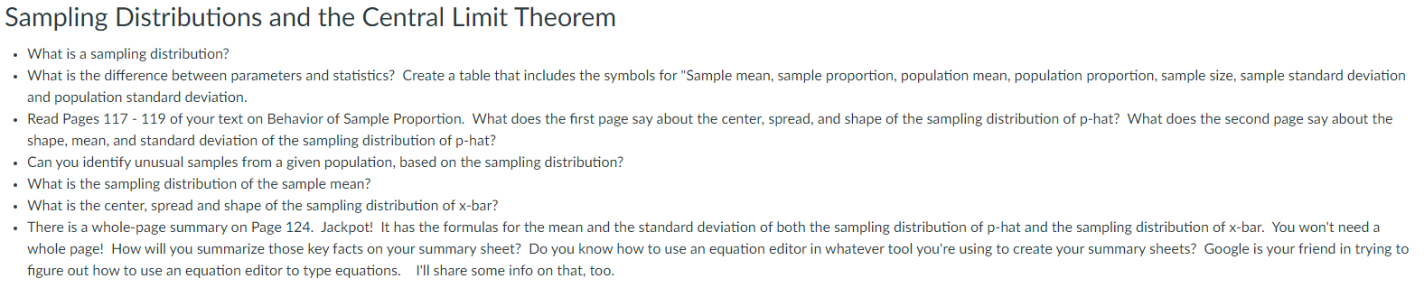 Solved Sampling Distributions and the Central Limit Theorem | Chegg.com