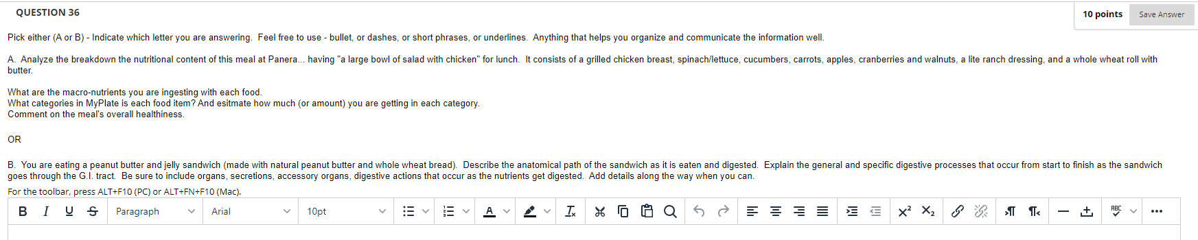 Solved QUESTION 36 10 points Pick either (A or B) - Indicate | Chegg.com