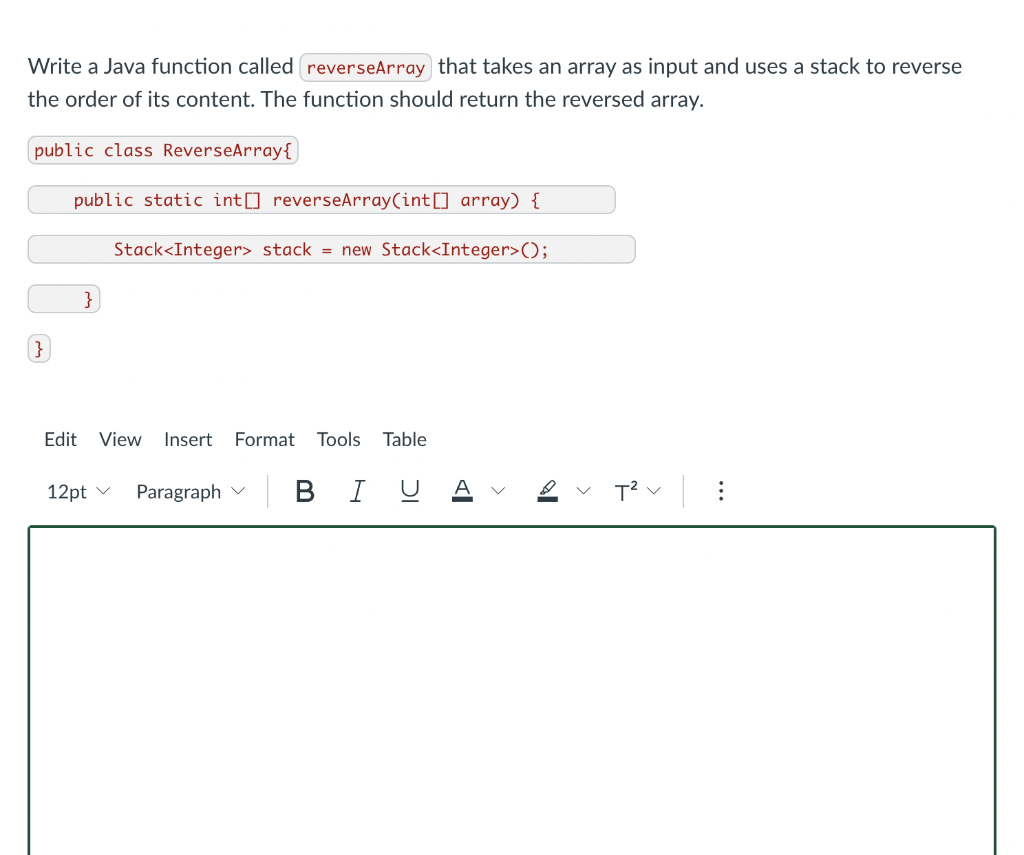Solved Write a Java function called that takes an array as | Chegg.com