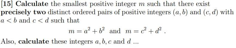 Solved [15] Calculate the smallest positive integer m such | Chegg.com