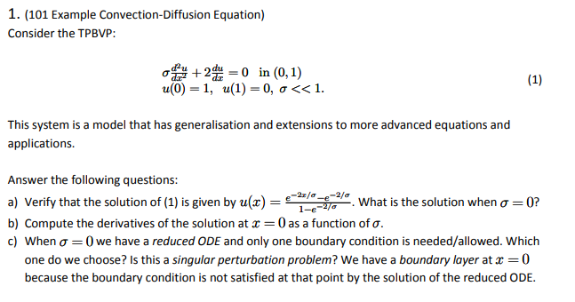 Solved 1. (101 Example Convection-Diffusion Equation) | Chegg.com