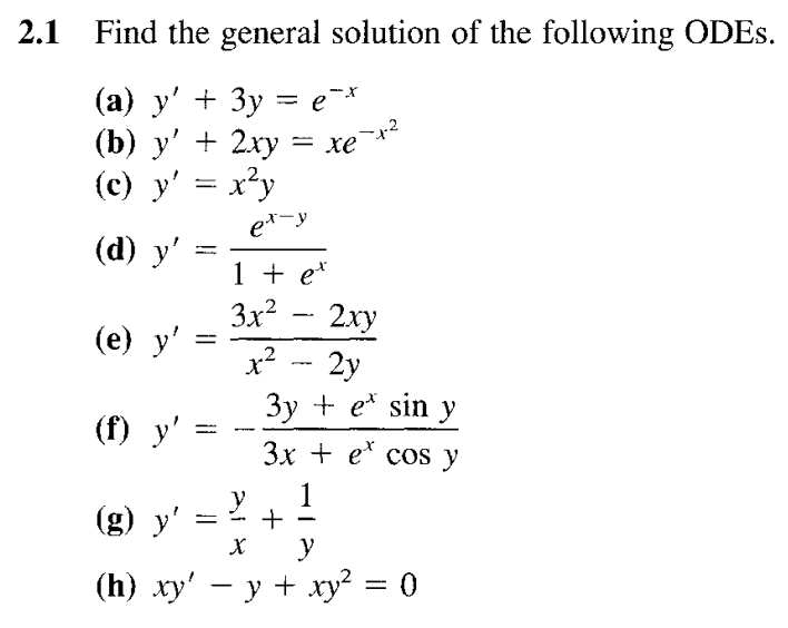 Solved 1 Find the general solution of the following ODEs. | Chegg.com