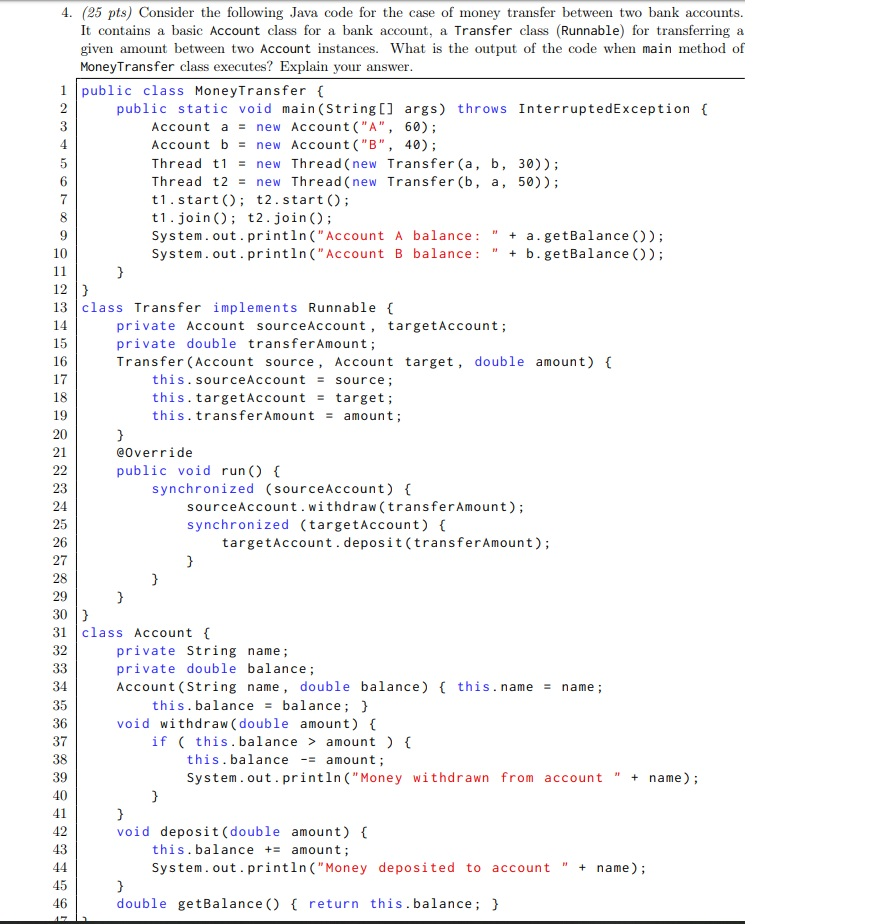 Solved 4. (25 pts) Consider the following Java code for the | Chegg.com