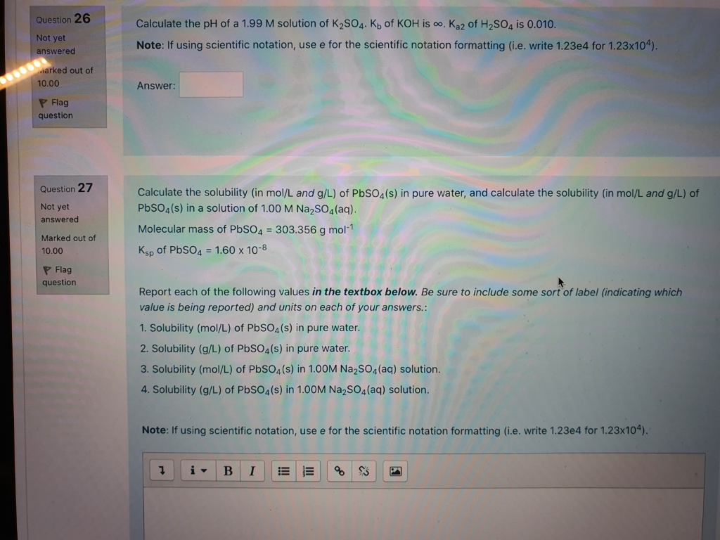 Solved Question 26 Not yet answered Calculate the pH of a | Chegg.com