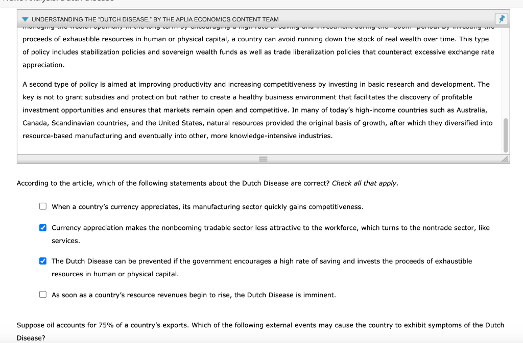 Solved News Analysis: Dutch Disease 1. Background | Chegg.com