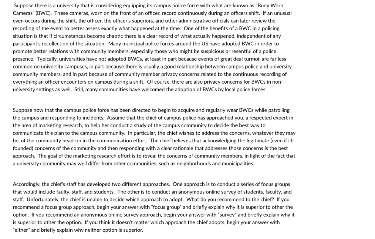 Solved Suppose there is a university that is considering | Chegg.com