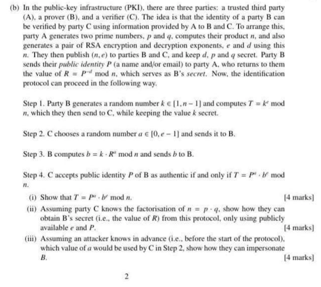 (b) In the public-key infrastructure (PKI), there are | Chegg.com