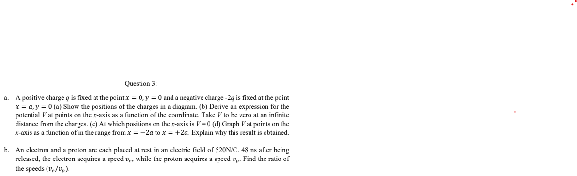 Solved Question 3 : A positive charge q is fixed at the | Chegg.com