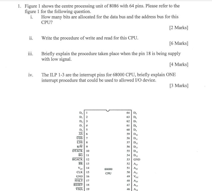 Solved 1. Figure 1 shows the centre processing unit of 8086 | Chegg.com