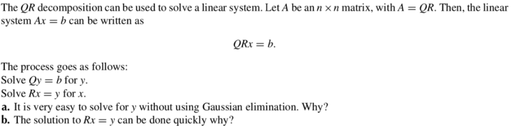 Solved The QR decomposition can be used to solve a linear | Chegg.com
