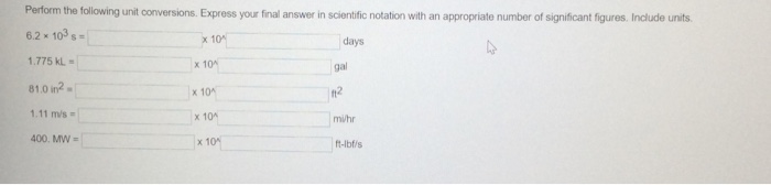 Solved Perform the following unit conversions. Express your | Chegg.com