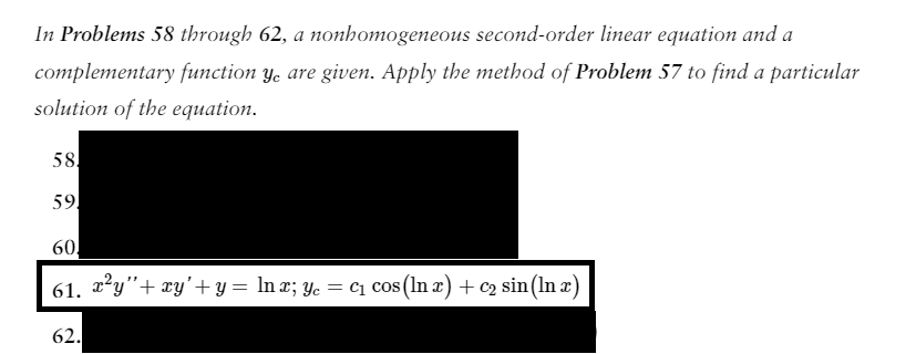 In Problems 58 through 62, a nonhomogeneous | Chegg.com
