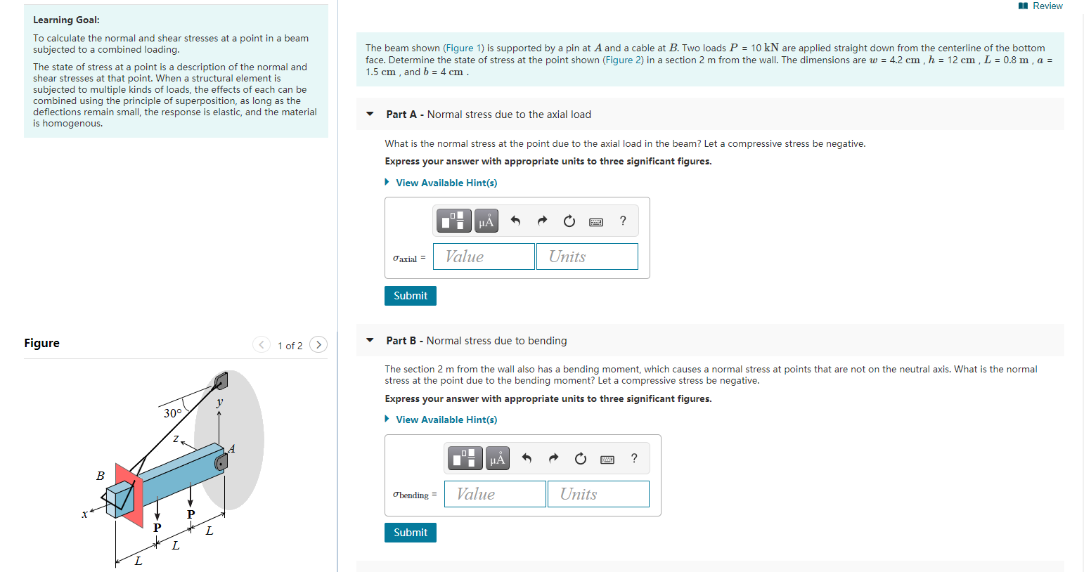 Solved Review Learning Goal: To calculate the normal and | Chegg.com