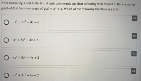 Solved After translating 1 unit to the left, 4 units | Chegg.com