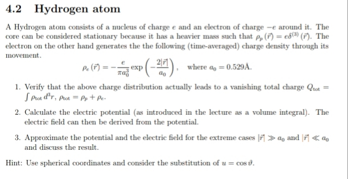 Total charge , potential and electric field of a | Chegg.com