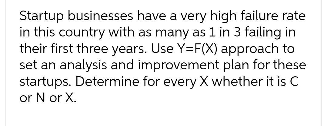 Solved Startup businesses have a very high failure rate in | Chegg.com