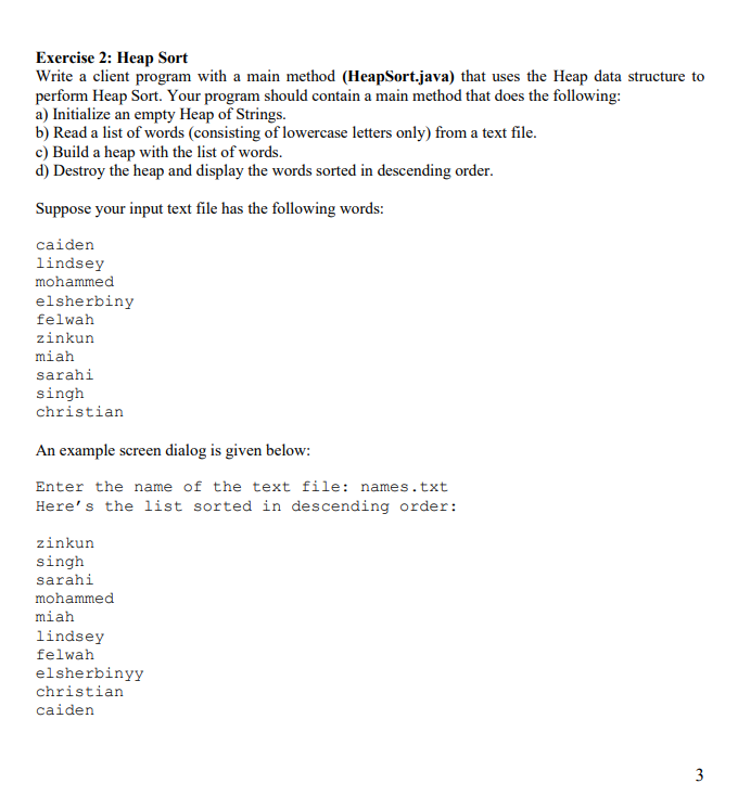 Exercise 1: Heap Methods You have been given the Heap | Chegg.com