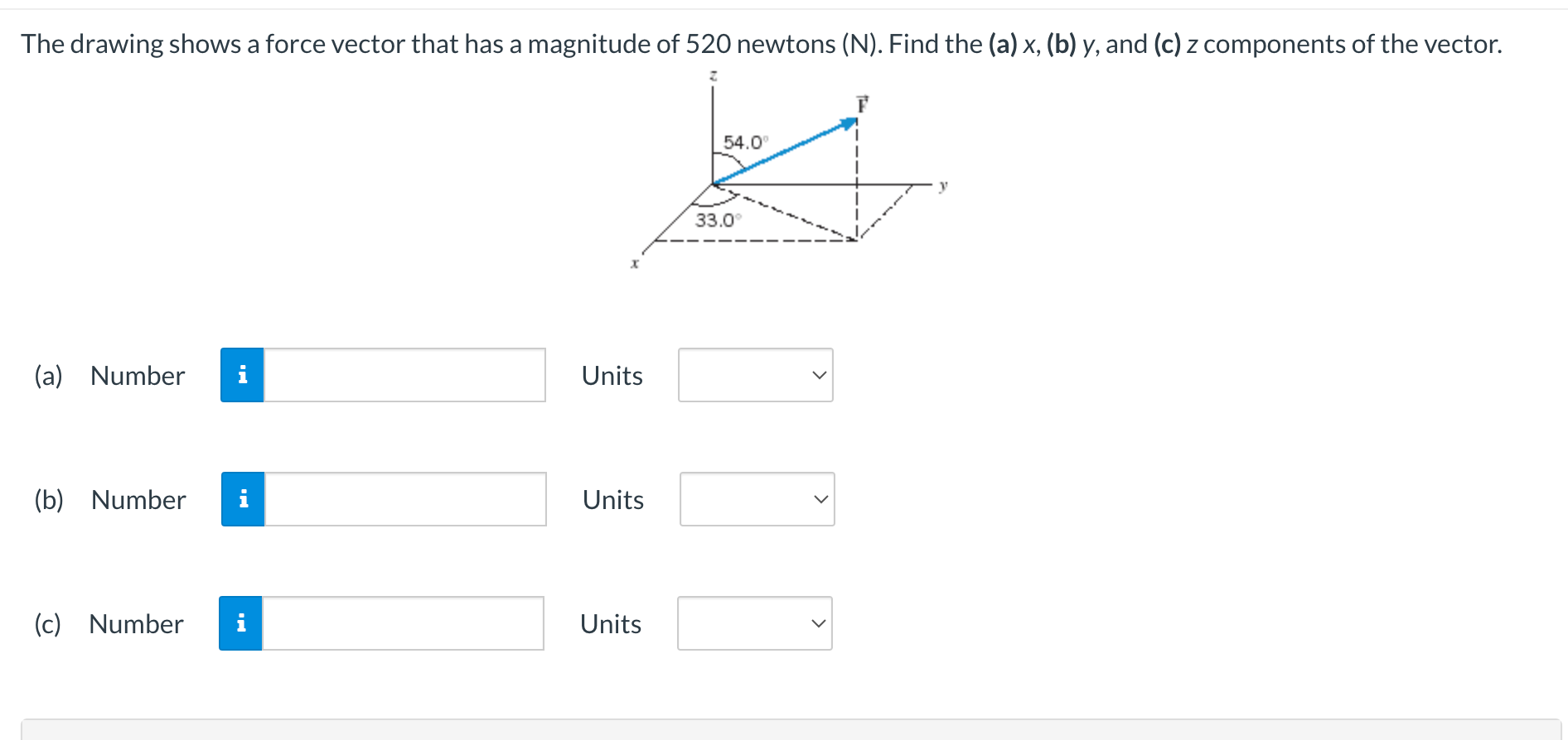 Solved The drawing shows a force vector that has a magnitude | Chegg.com