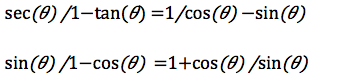 Solved sec(0)/1-tan(O) =1/cos(O)-sin(0) sin(0) /1-cos(0) | Chegg.com