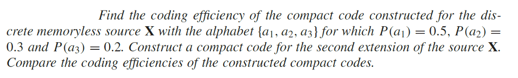 Find the coding efficiency of the compact code | Chegg.com