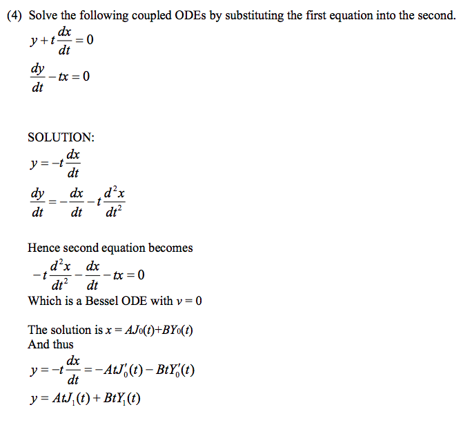 Solved (4) Solve the following coupled ODEs by substituting | Chegg.com