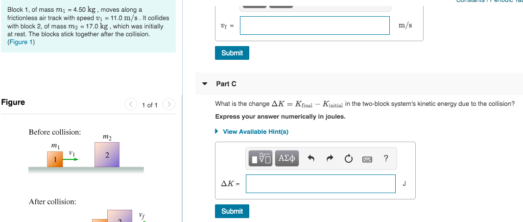Solved Block 1, of mass m1 = 4.50 kg , moves along a | Chegg.com
