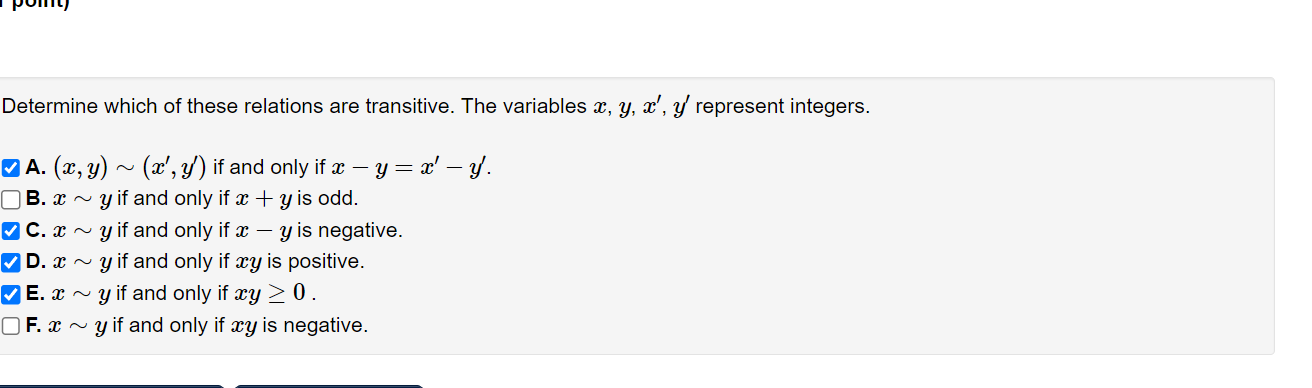 Solved etermine which of these relations are transitive. The | Chegg.com