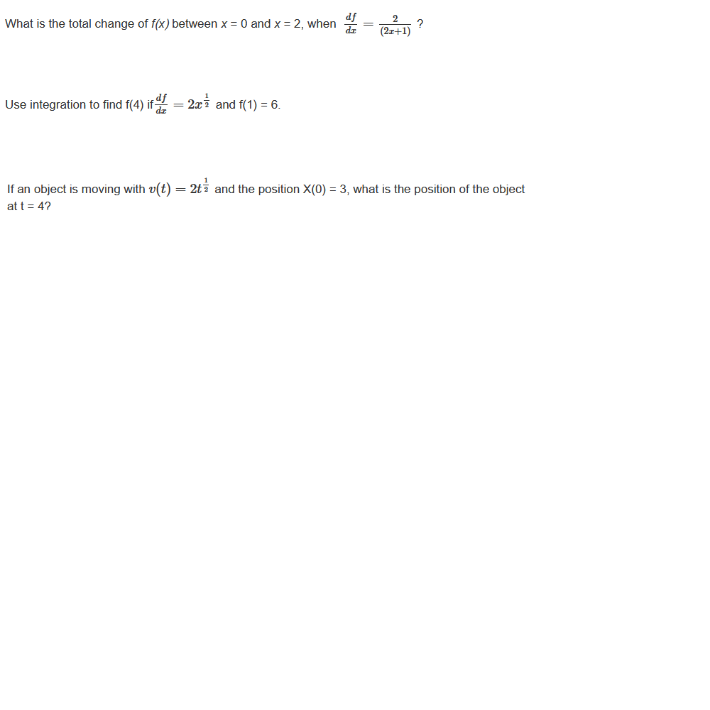 Solved What is the total change of f(x) between x=0 and x=2, | Chegg.com