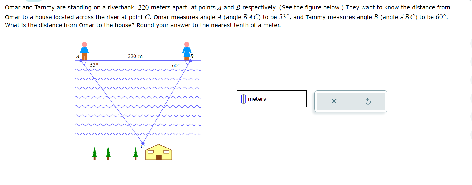 Solved Omar and Tammy are standing on a riverbank, 220 | Chegg.com
