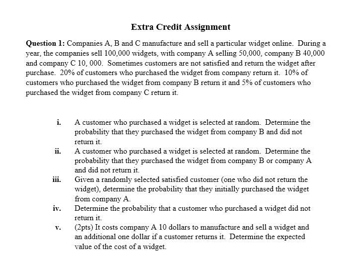 Solved Extra Credit Assignment Question 1: Companies A, B | Chegg.com