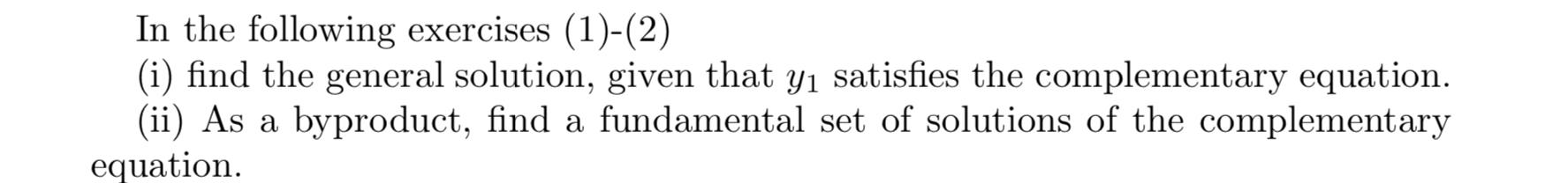 Solved In the following exercises (1)-(2) (i) find the | Chegg.com
