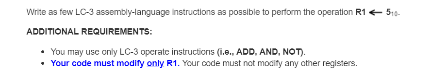 Solved Write as few LC-3 assembly-language instructions as | Chegg.com