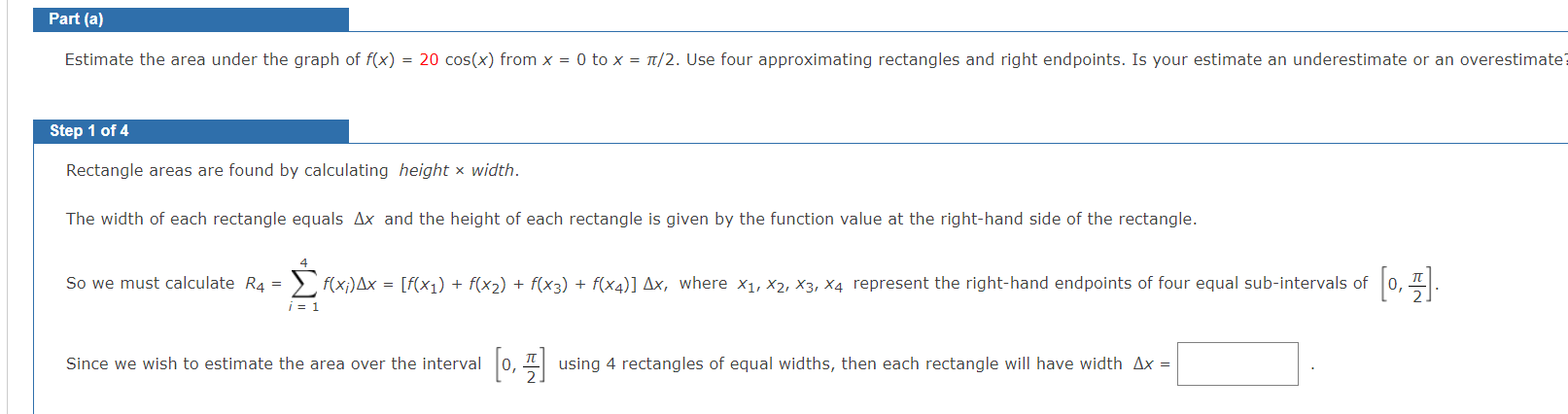 Solved Step 1 of 4 Rectangle areas are found by calculating | Chegg.com