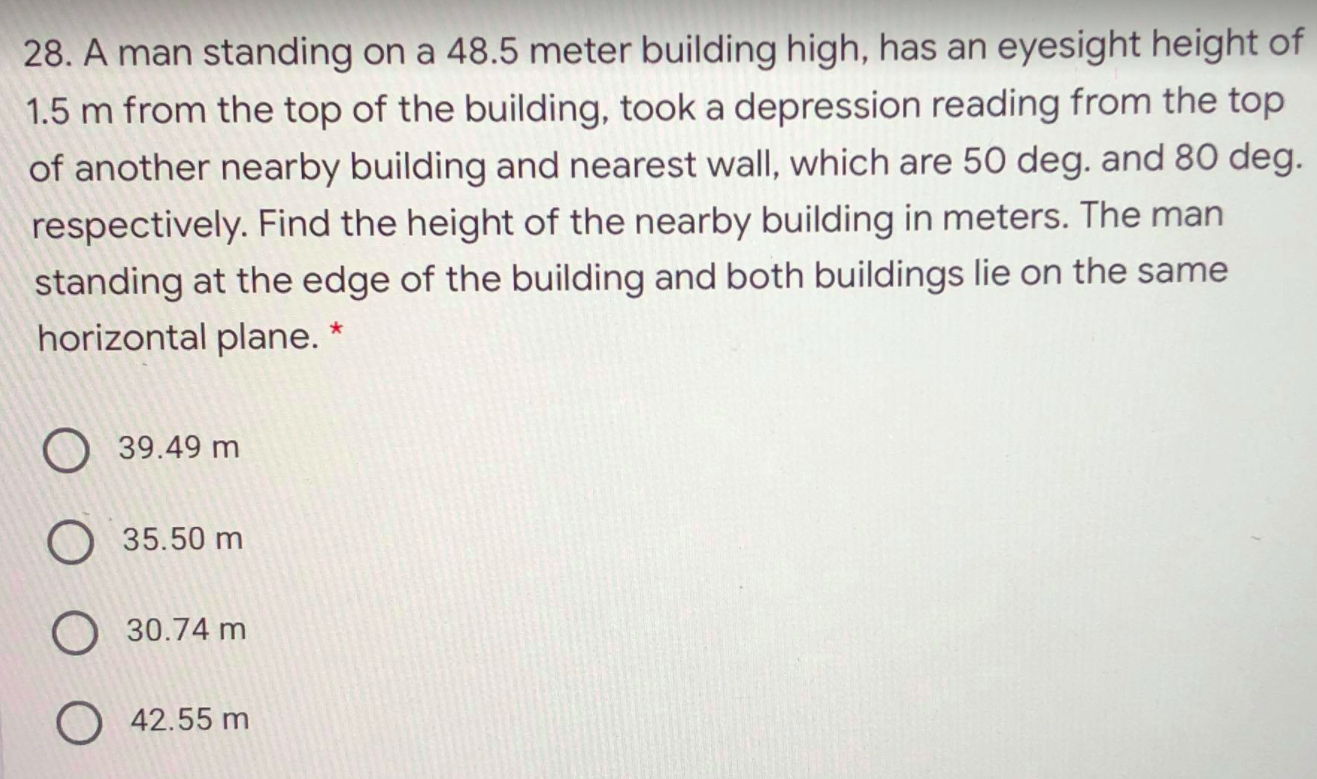 Solved 28. A man standing on a 48.5 meter building high, has | Chegg.com