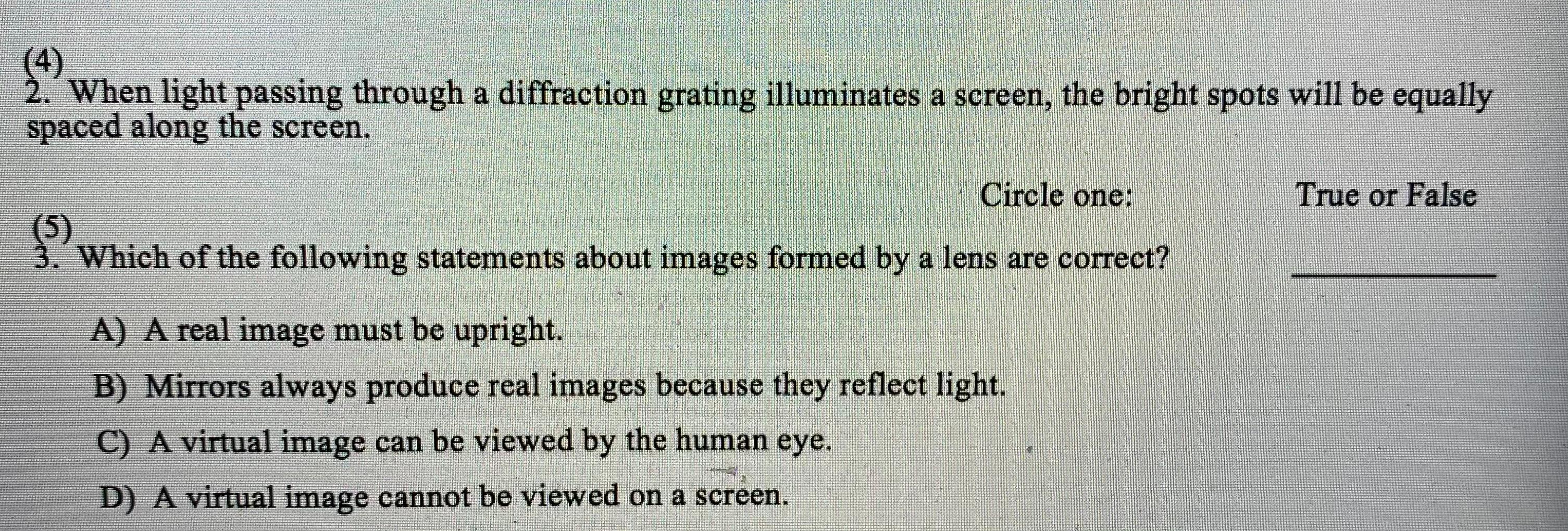 Solved 2. When light passing through a diffraction grating | Chegg.com