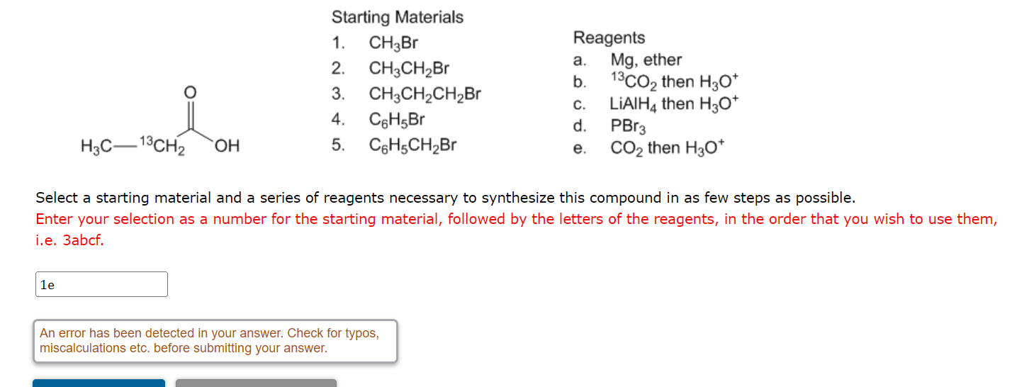 Solved Starting Materials 1. CH3Br Reagents 2. CH3CH2Br a. | Chegg.com