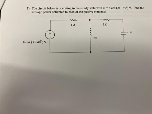 Solved 3) The circuit below is operating in the steady state | Chegg.com
