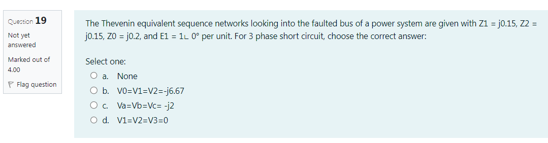 Solved The Thevenin equivalent sequence networks looking | Chegg.com