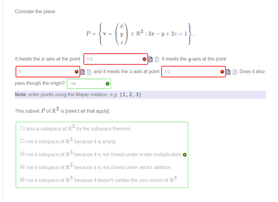 Consider the plane P=⎩⎨⎧v=⎝⎛xyz⎠⎞∈R3:3x−y+2z=1⎭⎬⎫ It | Chegg.com