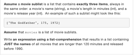 Solved Assume a movie sublist is a list that contains | Chegg.com