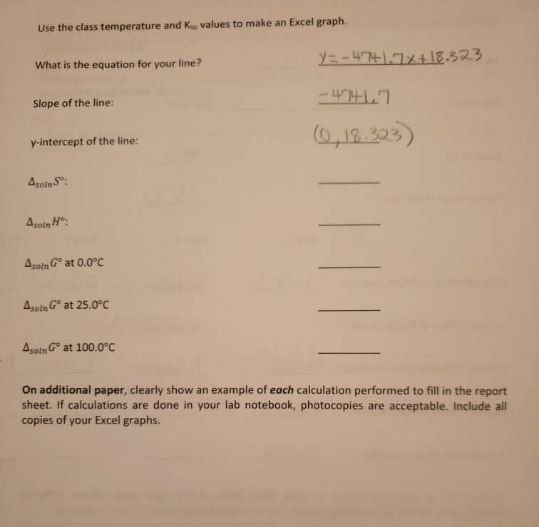 Solved Use the class temperature and Kse values to make an | Chegg.com