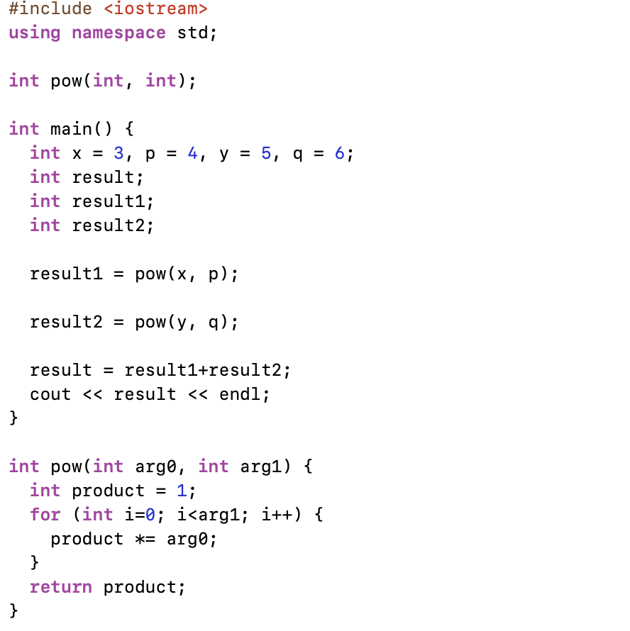 Solved #include using namespace std; int pow(int, int); int | Chegg.com