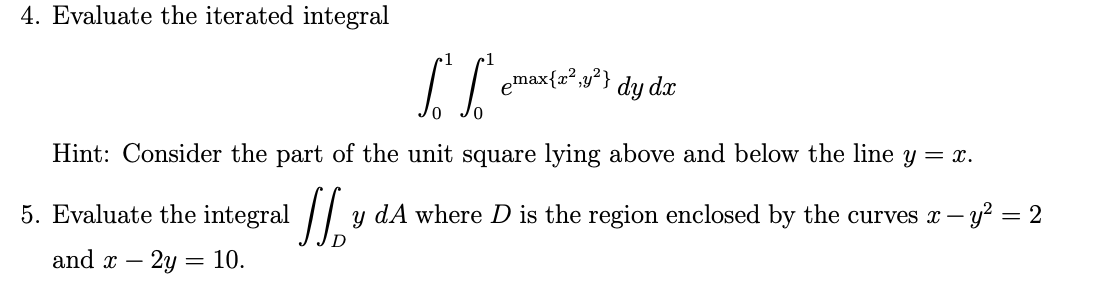 Solved 4. Evaluate the iterated integral | Chegg.com