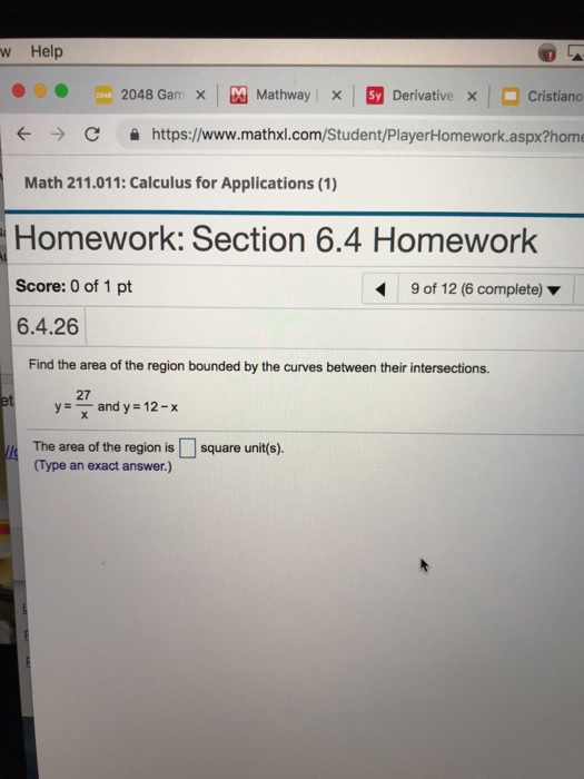 Solved w Help M Mathway Derivative × g Cristiano 2048 Gam × | Chegg.com