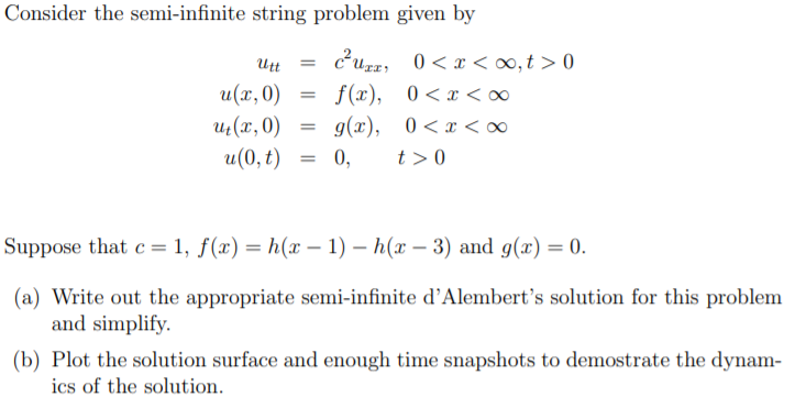 Solved Consider the semi-infinite string problem given by | Chegg.com