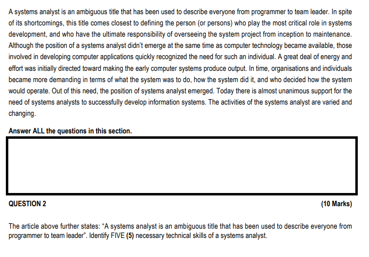 Solved A systems analyst is an ambiguous title that has been | Chegg.com