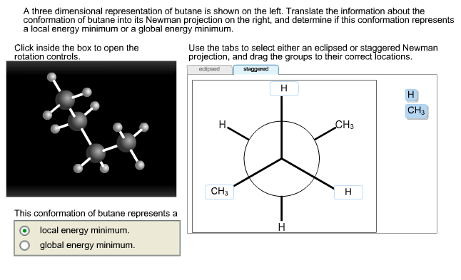 Solved A three dimensional representation of butane is shown | Chegg.com