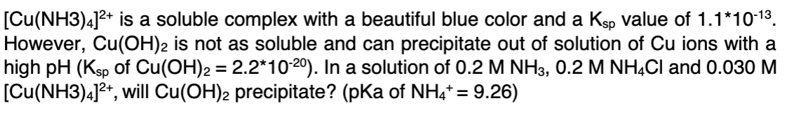 Solved [Cu(NH3)4]2+ is a soluble complex with a beautiful | Chegg.com