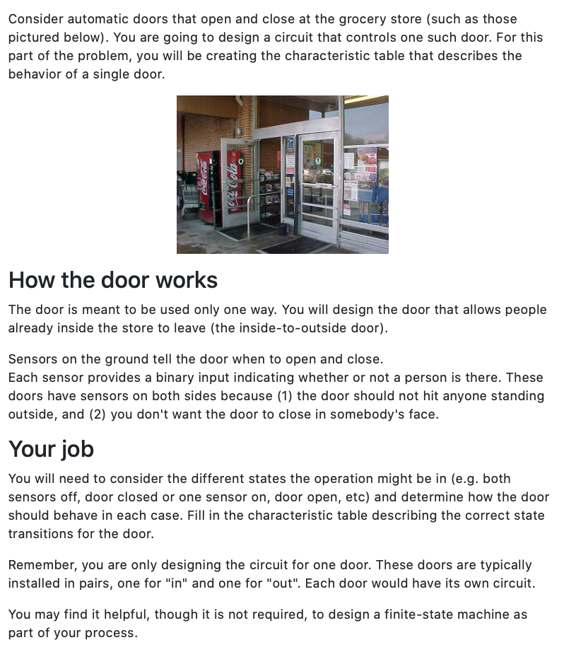 Solved Consider automatic doors that open and close at the | Chegg.com