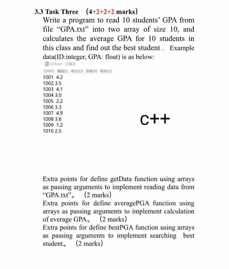 Solved 3.3 Task Three (4+2+2+2 marks) Write a program to | Chegg.com